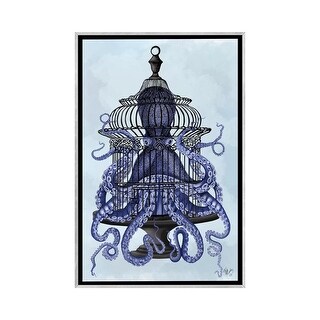 iCanvas "Blue Octopus in Cage" by Fab Funky Framed - Bed Bath & Beyond ...