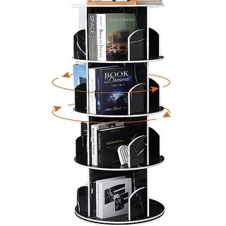 4 Tier Rotating Display Bookshelf - Black Marble 360 View Unique ...