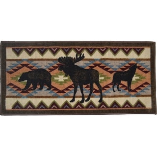 Cozy Cabin Woodland Party Nylon Washable Accent Rug - 20"x44" - Bed ...