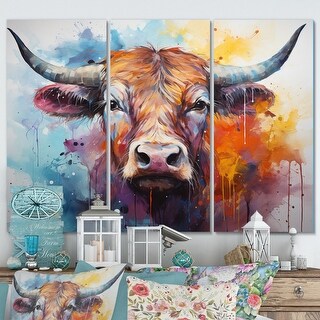 Designart "Cow Majestic Bovine Collage I" Animals Wall Art Living Room ...