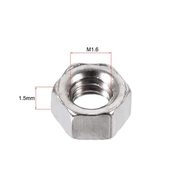 M1.6 x 1.5mm Nickel Plated Internal Threaded Hexagon Hex Nuts DIN 934 ...