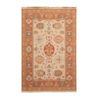 Hand Knotted Beige,Teracotta Wool Traditional Oriental Area Rug - 3' 6 ...