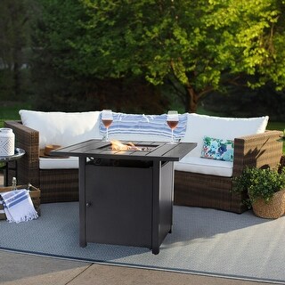 Outdoor Auto-Ignition Fire Table with Lid for Backyard, Garden - Bed ...