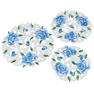 Embroidered Blue Garden Rose Table Linens - Bed Bath & Beyond - 41512469