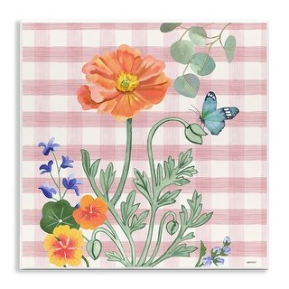 Stupell Gingham Garden Poppy Wall Plaque Art Design By Levison Design ...