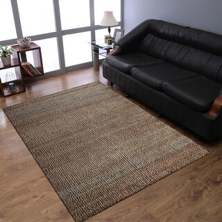 Hand Woven Jute Eco-friendlyArea Rug Solid Light Brown J00008 - Bed ...