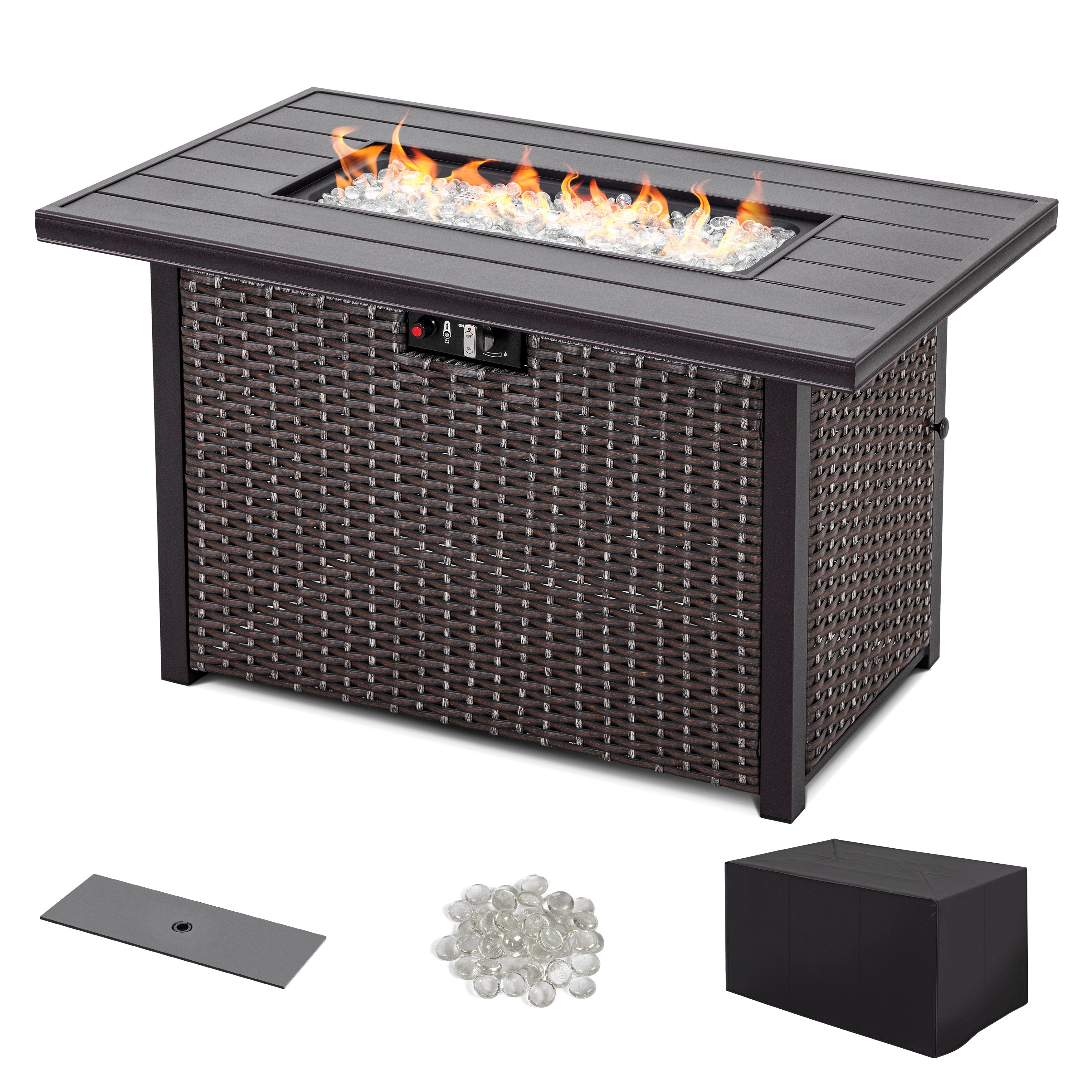 Rectangle Fire Pit For Patio Walsunny 43\" Outdoor Propane Fire Pit ...
