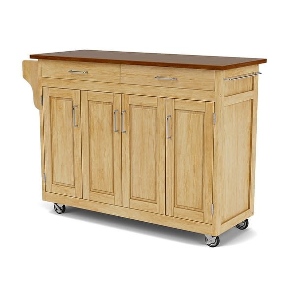 Copper Grove Puff Island Natural Finish with Cherry Top Kitchen Cart ...