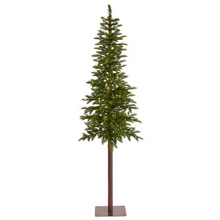 7' Alaskan Alpine Christmas Tree with 150 Clear LED Lights - Green ...