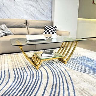 Rectangle Coffee Table Center Table with Double-Layer - Bed Bath ...