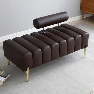 Fuzzy Loveseat Footrest 2 Seater PU Leather End of Bed Bench Modern ...