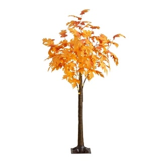 5-ft Pre-Lit Autumn Maple Artificial Fall Tree with 240 Lights - Green ...