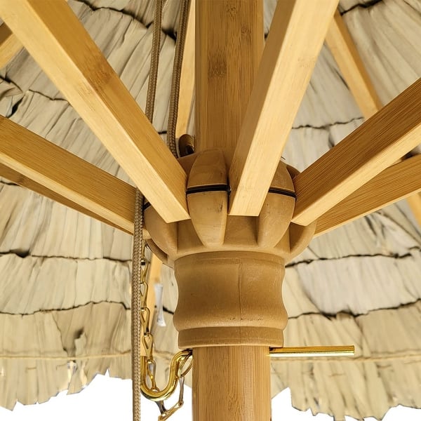 Tropical Patio Umbrella Tiki Thatch Outdoor Hawaiian Manual Umbrellas ...