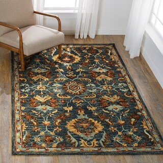 Alexander Home Madaline Traditional Floral Hand-Hooked 100% Wool Area ...