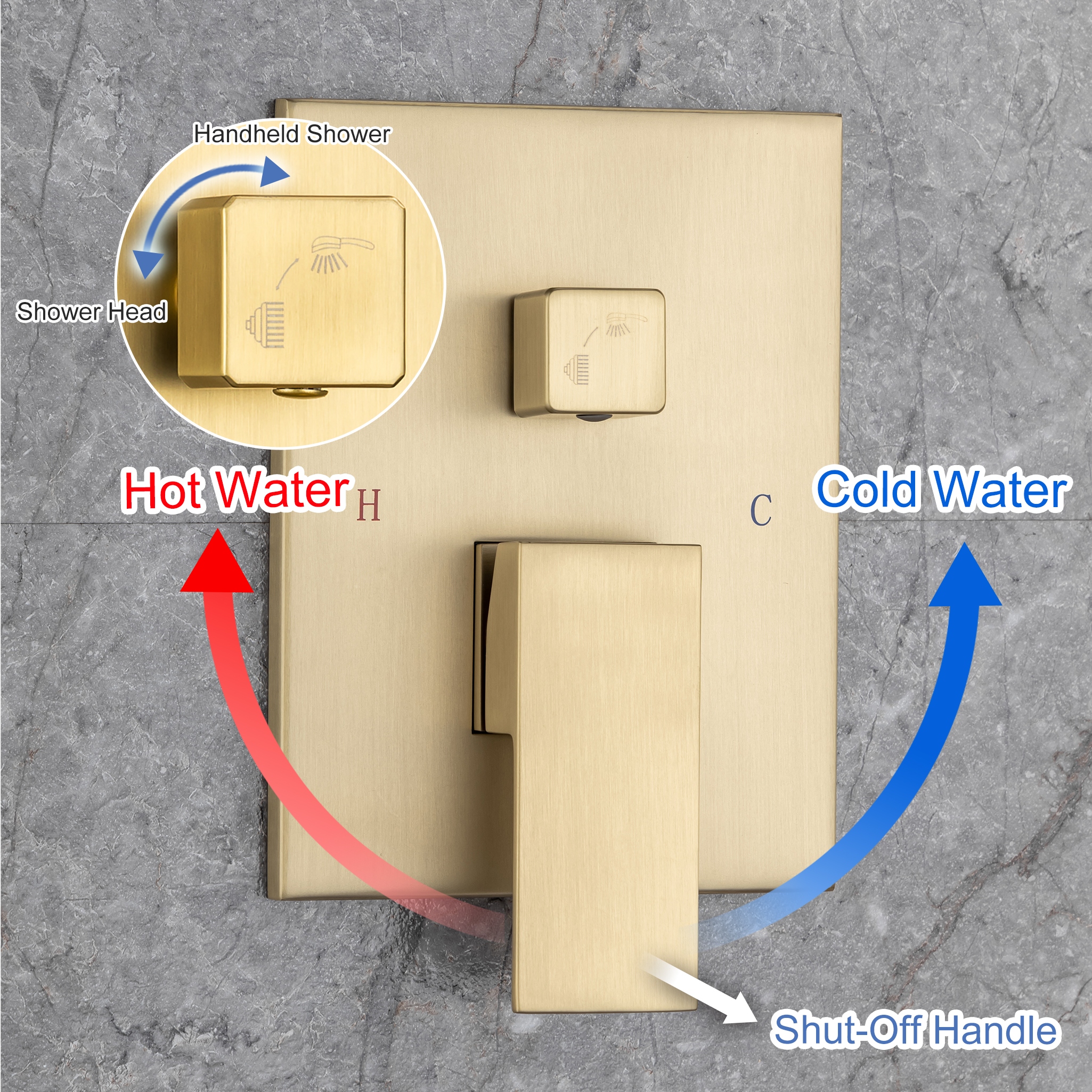 Rainlex Wall Mounted Dual Functions 10 Rainfall Shower Head Brushed