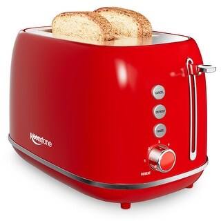 2 Slice Stainless Steel Toaster Retro with 6 Bread Shade Settings ...