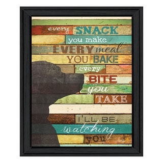 Colorful Dog Watching You Snack Black Framed Print Wall Art - Bed Bath ...