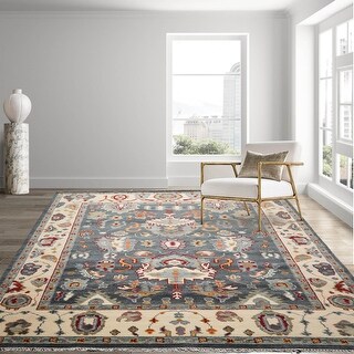 LoomBloom Muted Turkish Oushak Hand Knotted Area Rug Slate Color - 8' x ...