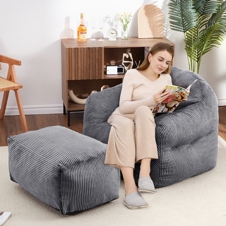 Bean Bag Chair with Ottoman，Lazy Sofa with Foot Rest - Bed Bath ...