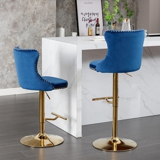 Golden Swivel Velvet Barstools Adjusatble Seat Height Upholstered Bar ...