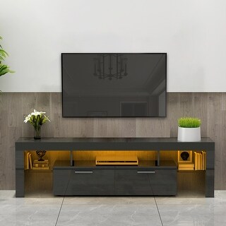 Sleek Large Capacity Storage TV Console TV Stand with Remote Contro LED ...