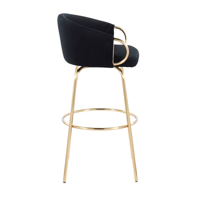 Silver Orchid Battista 30" Fixed-Height Gold Bar Stool with Round Gold ...