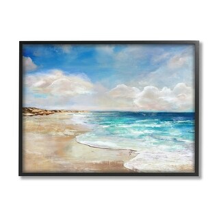Stupell Abstract Beach Shore Scene Framed Giclee Art Design by Carson ...