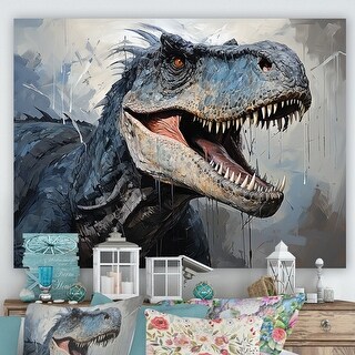 Designart "Dinosaur Blue T Rex Supreme" Dinosaurwall Art - Bed Bath ...