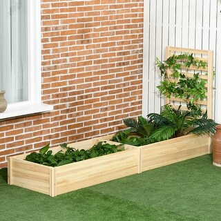 Outdoor Raised Garden Bed Wooden Planter Box Kit with Trellis and Plant ...
