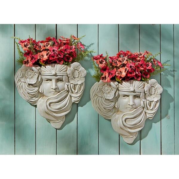 Design Toscano Art Nouveau Mystic Maiden Wall Pocket Planter: Set of ...