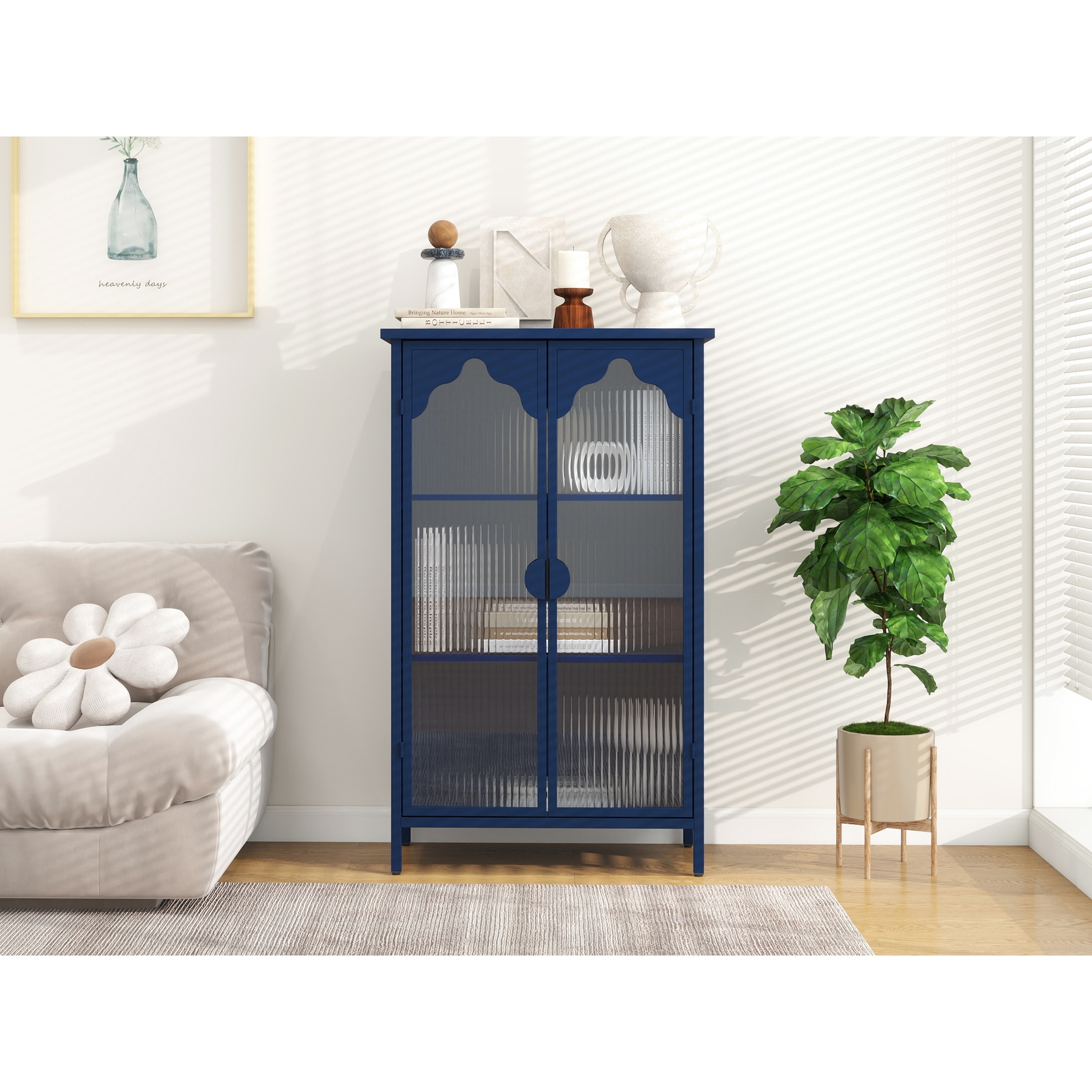 Navy blue display cabinet store
