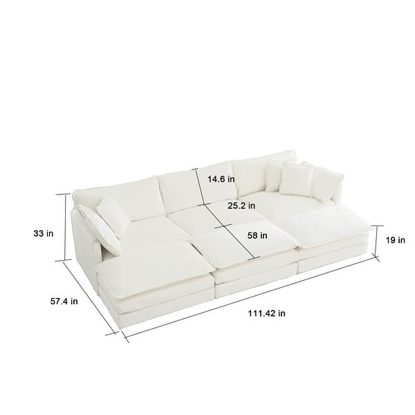Comfortable Deep Seat Reversible Modular 6 Seater Sectional Super Soft ...