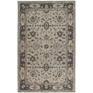 HomeRoots 8' X 11' Gray Ivory And Taupe Wool Floral Tufted Handmade ...