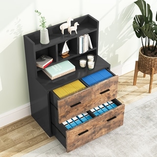 Lrage 2 Drawers File Cabinet, Wood Lateral Filing Cabinet with Storage ...