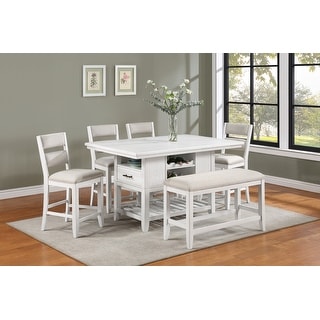 6-Piece Counter Height Dining Table and Chairs Set - Rectangular Table ...
