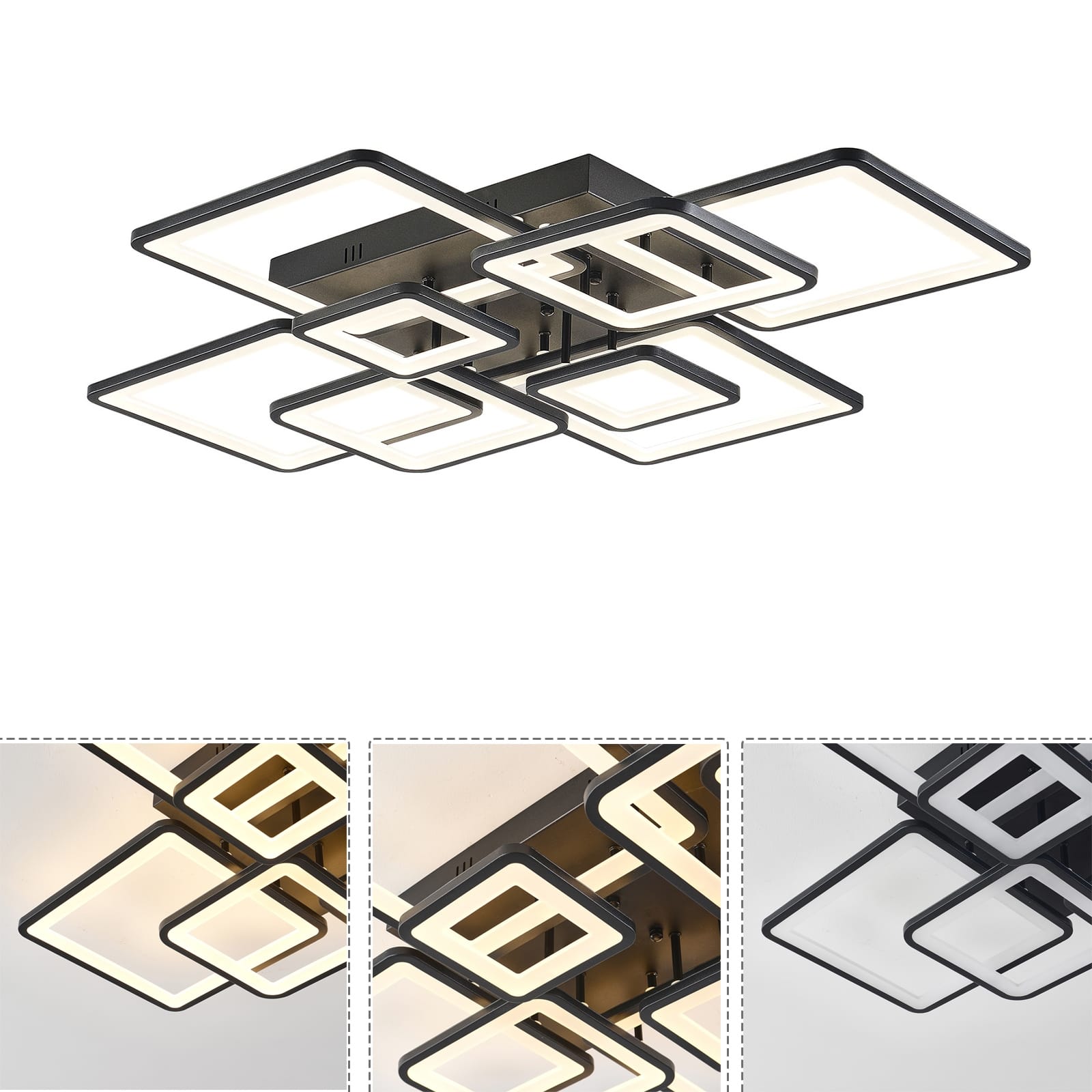 Modern Dimmable LED Ceiling Light Flush Mounted with Remote Control ...