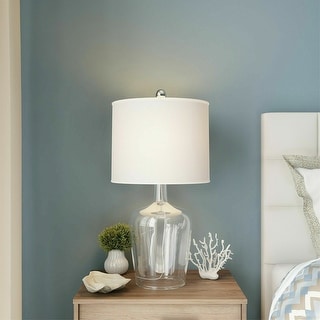 Set of 2 Glass Table Lamps Open Bottom Diy Insert Decorative Lights ...