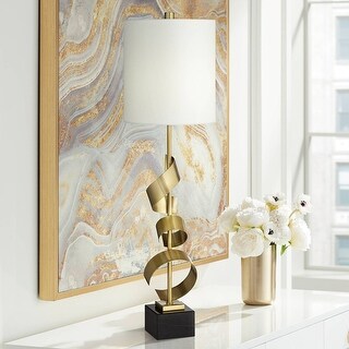 Modern Buffet Console Table Lamp 32" Tall Gold Scroll Metal Bedroom ...