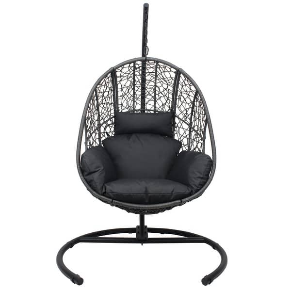 Single Pole Swing Egg Chair PE Wicker Rocking Chair Hammock Chair ...
