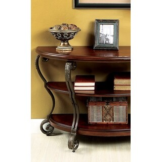 Ornate Traditional Design Semi-Circle End Table with Scroll Legs & Open ...