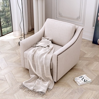360-degree Swivel Accent Armchair Linen Blend Modern Soft Velvet ...