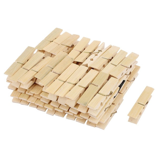 Laundry Spring Socks Clothes Hanging Pins Bamboo Pegs Clothespin Beige ...