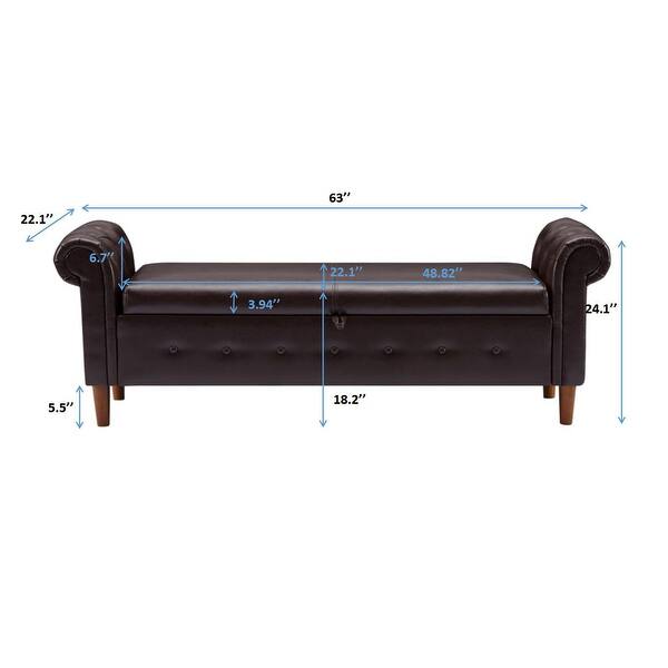 Rolled Arm Upholstered Bench With Storage - Bed Bath & Beyond - 36112242