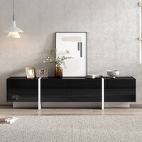 White & Black Contemporary Rectangle Design TV Stand, Unique Style TV ...