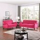 Rose Red Velvet Chesterfield 3-Seater Sofa Set with Luxurious Plush ...