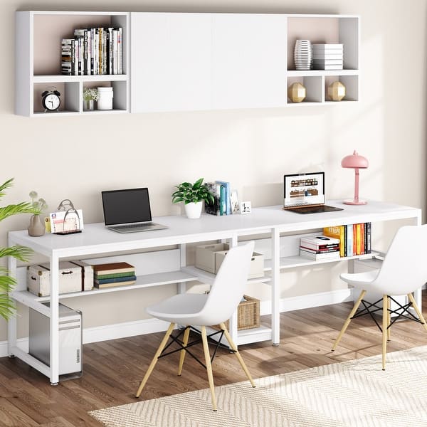 Two Person Desk with Bookshelf, Double Office Desk - Bed Bath & Beyond ...