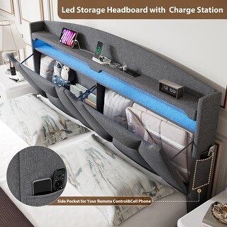 Storage Headboard ,FULL Size with RF LED Lights - Bed Bath & Beyond ...