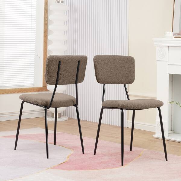 Modern Faux Plush Dining Chairs with Upholstered Back Comfortable Arm ...