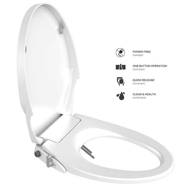 Toilet Seat Bidet Seat with Self Cleaning Dual Nozzles Non electric Separated Rear & Feminine ...