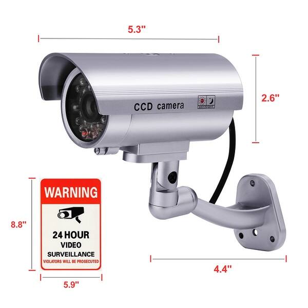 4 Packs Fake Security Camera CCTV Surveillance System with LED Red ...